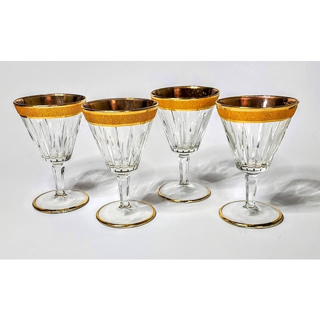 Vintage Gold Encrusted Crystal Goblets- Set of 4 | Chairish