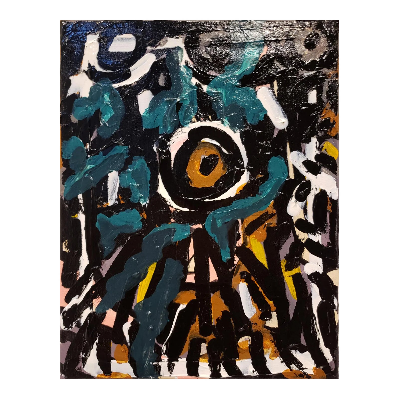 Abstract Painting by Artist Lionel Lamy "Owl" | Chairish