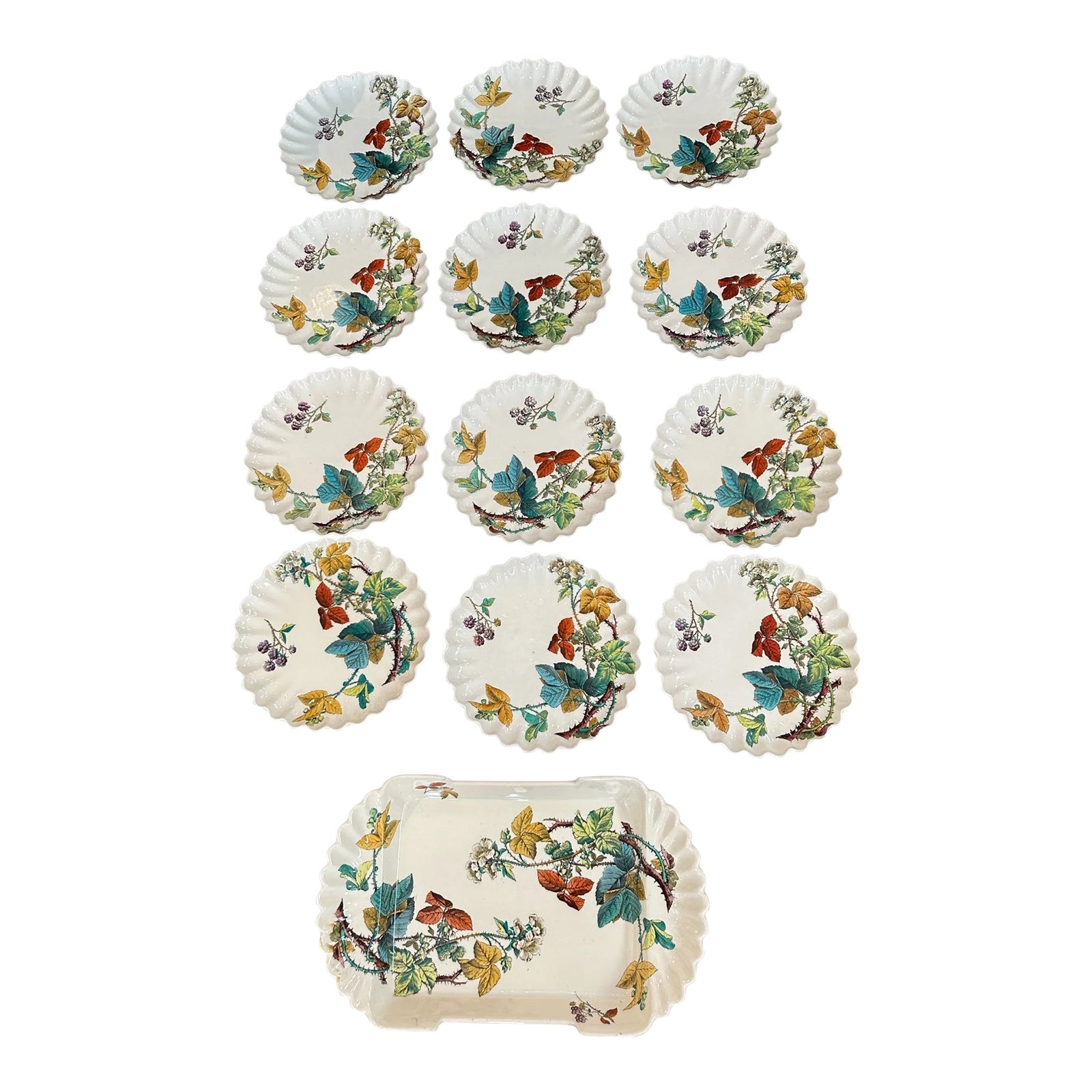 Circa 1847 Set of 13 Copeland Bone China Blackberry Pattern Pieces ...