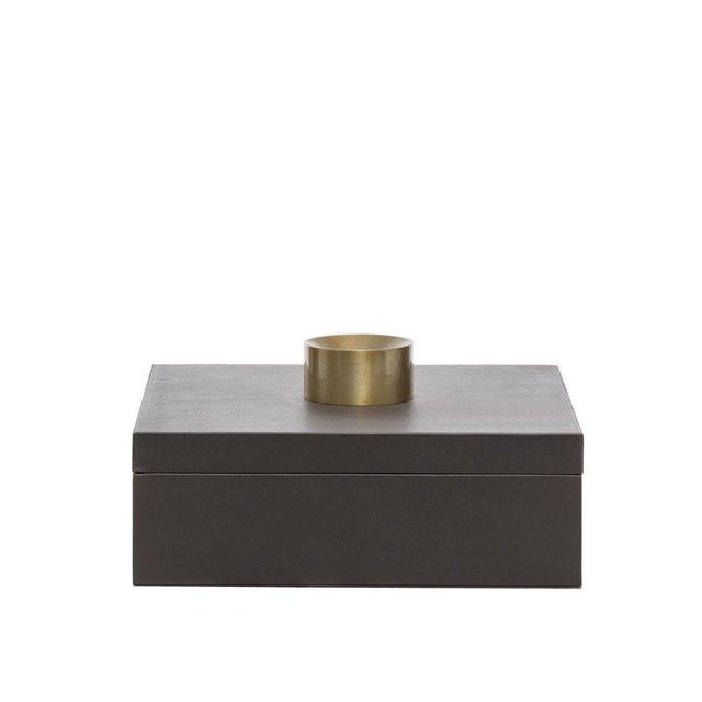 Gray Leather Large Storage/ Accessory Box, Decorative Home Décor, Brass ...