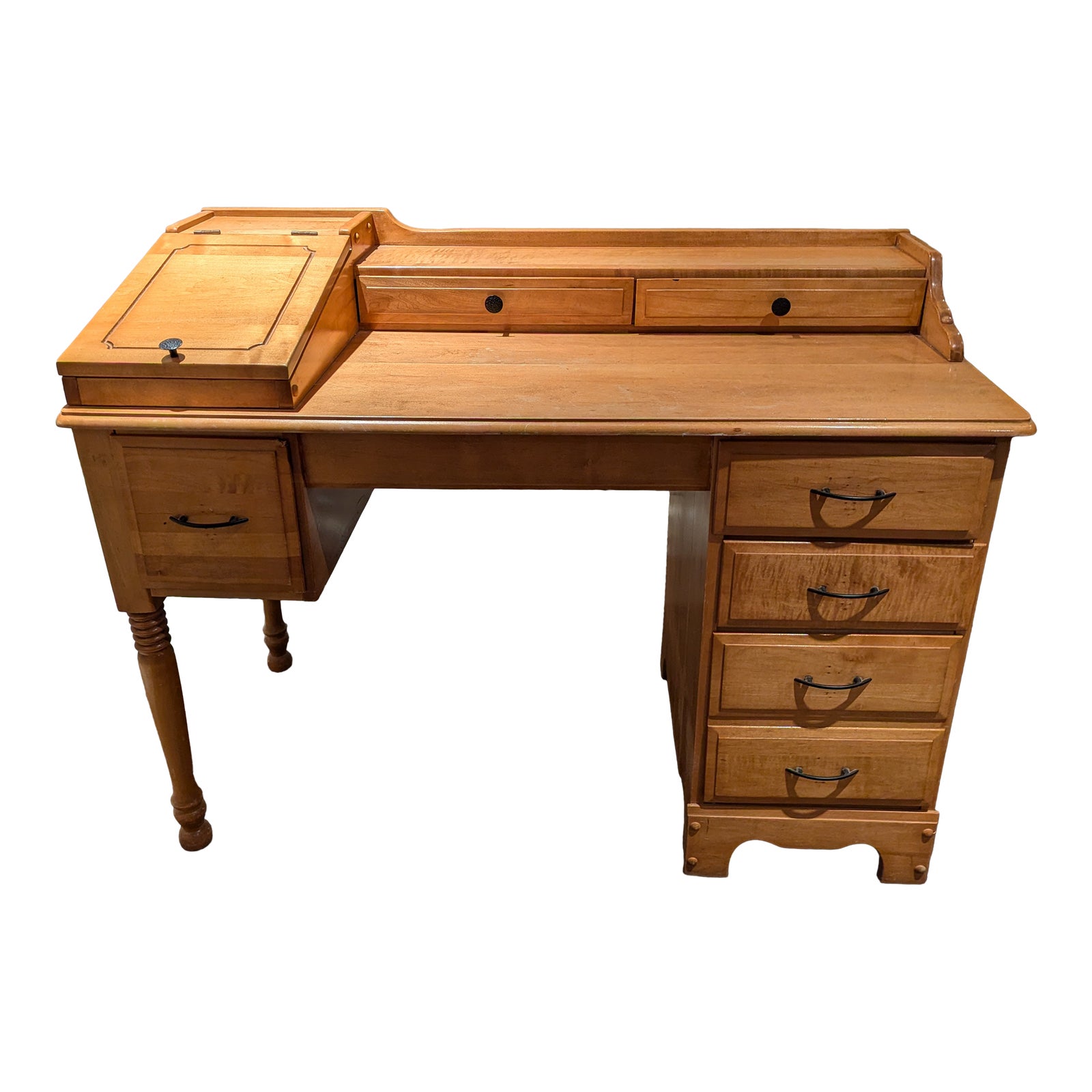 1960s Mid-Century Walnut Early American Writing Desk | Chairish