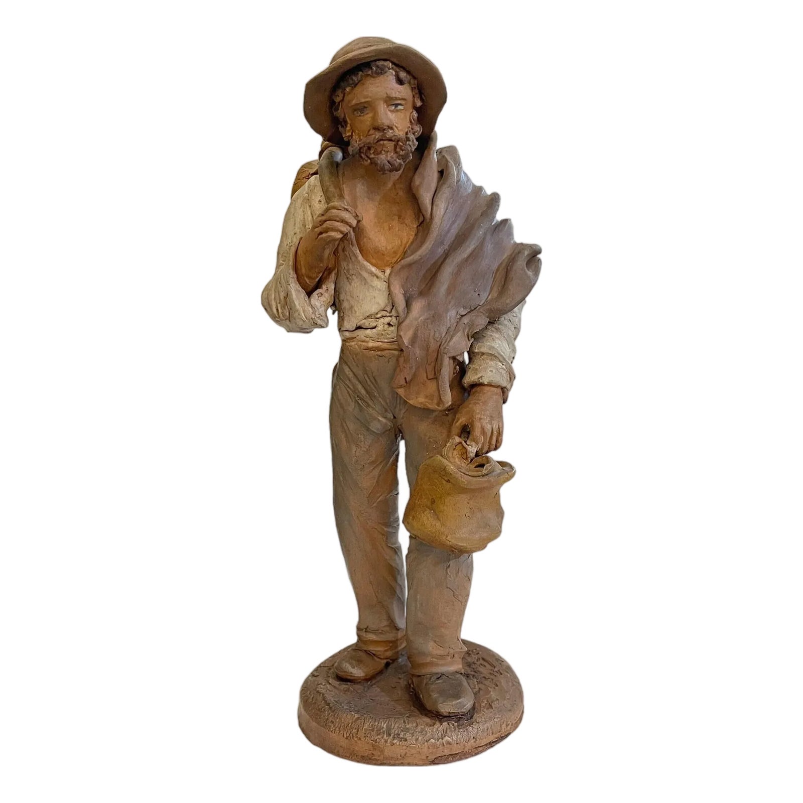 Early 20th Century Terracotta Statue of Peasant from Caltagirone | Chairish
