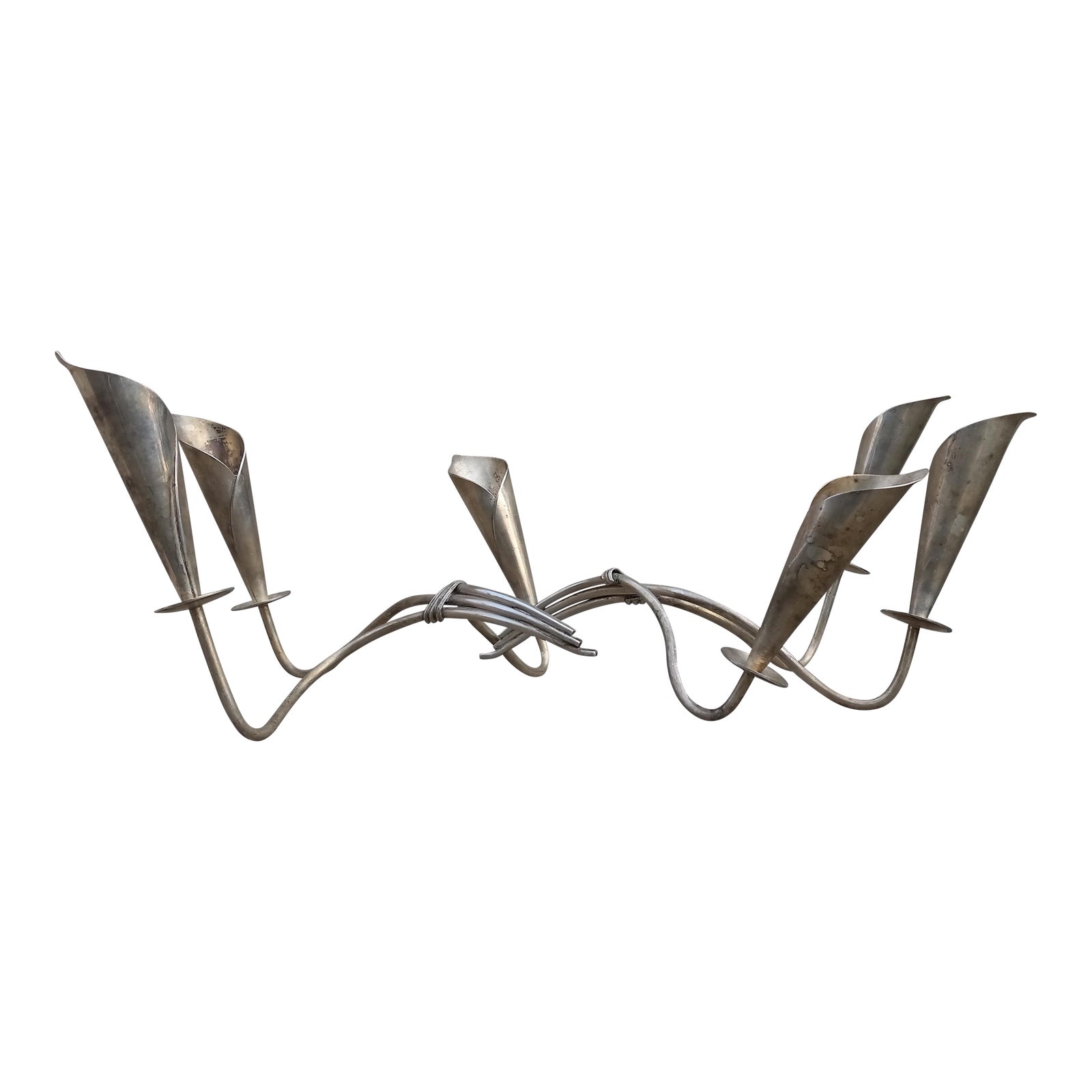 Hans Jensen Denmark Candleholders Pair (2x) 3-Lite Calla Lily Bouquets ...