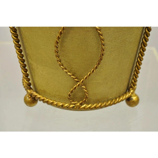 Vintage Italian Hollywood Regency Gold Gilt Iron Tole Wastebasket ...