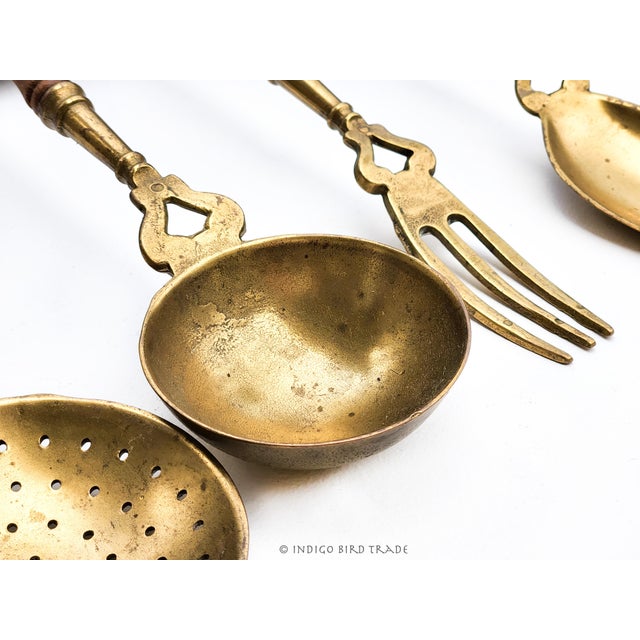 Antique French Cooking Utensils Brass Set of 5 With Wooden Handles ...