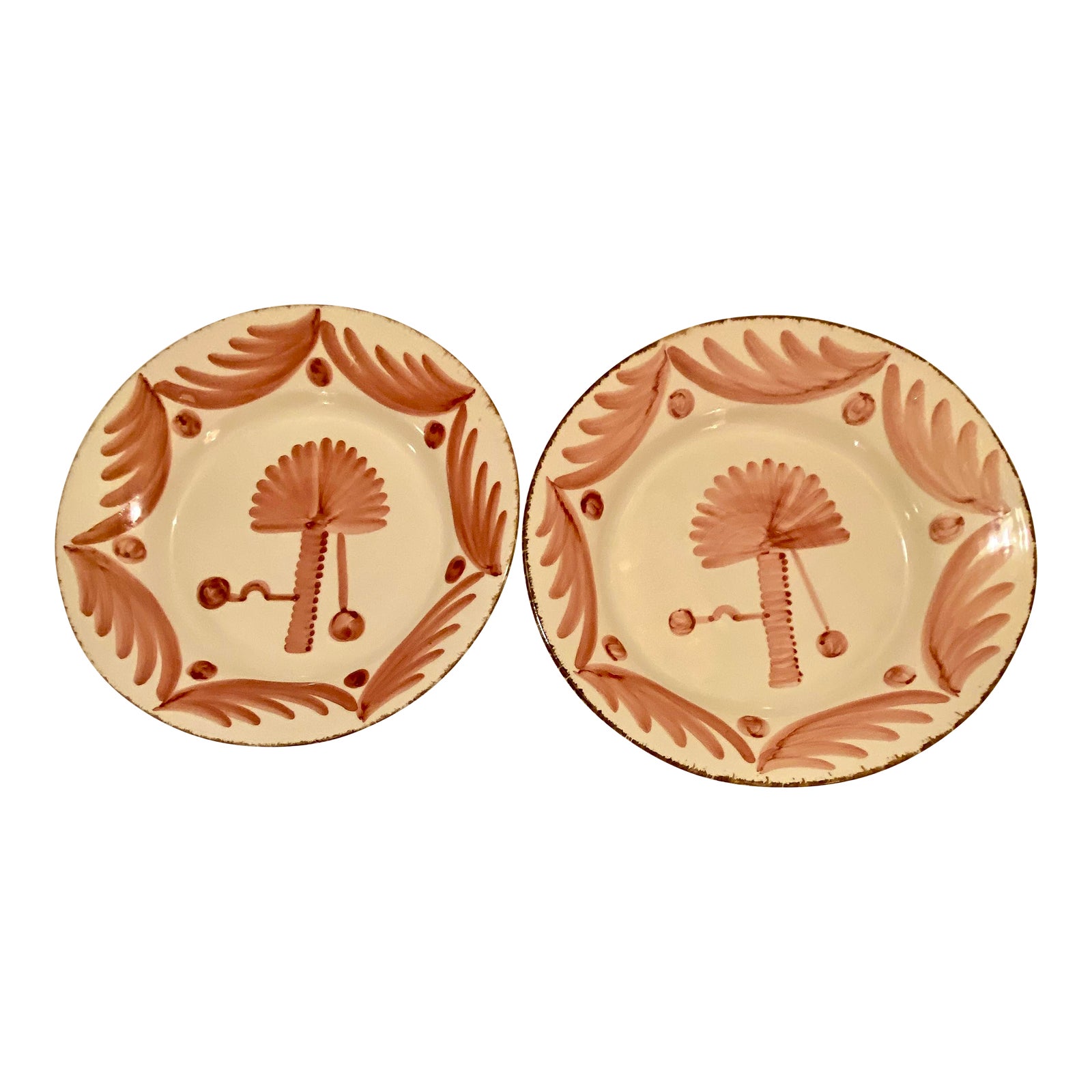 Casa Nuno Palm Tree Plates- Set of 2 | Chairish