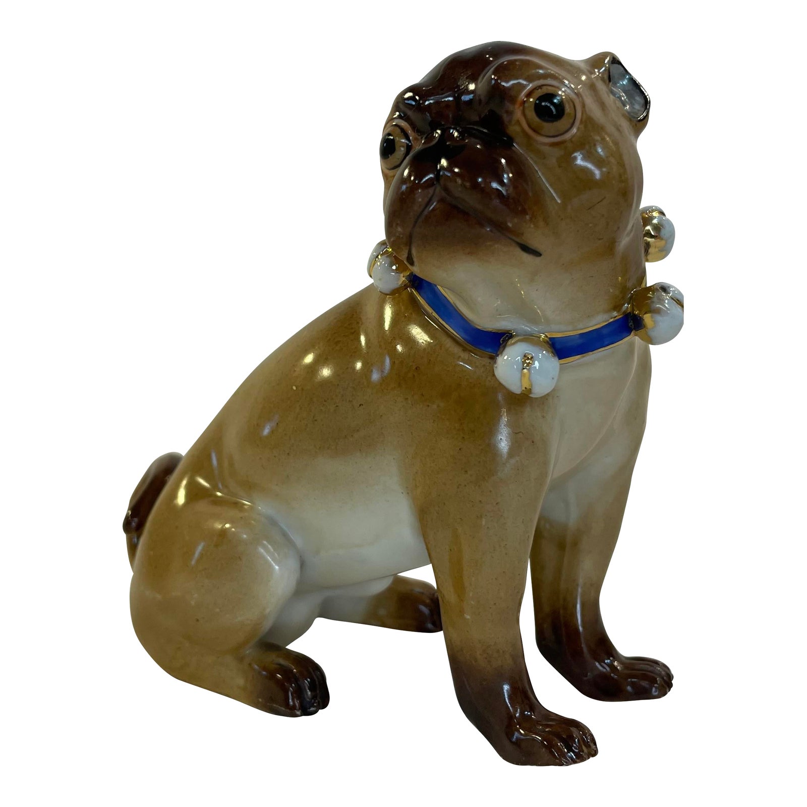 Porcelain Pug Dog Figure, 19th Century | Chairish