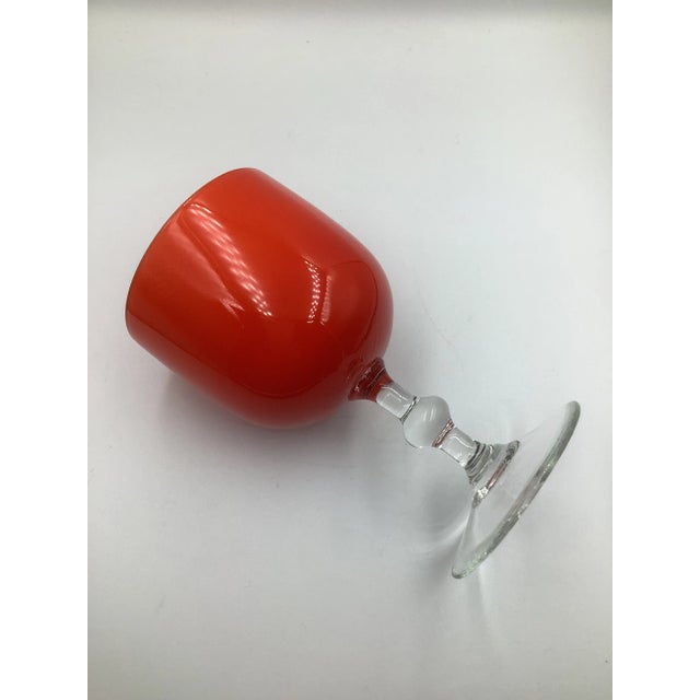 Carlo Moretti Italy Orange Cased Glass Wine Glasses Goblets - Set of 6 ...