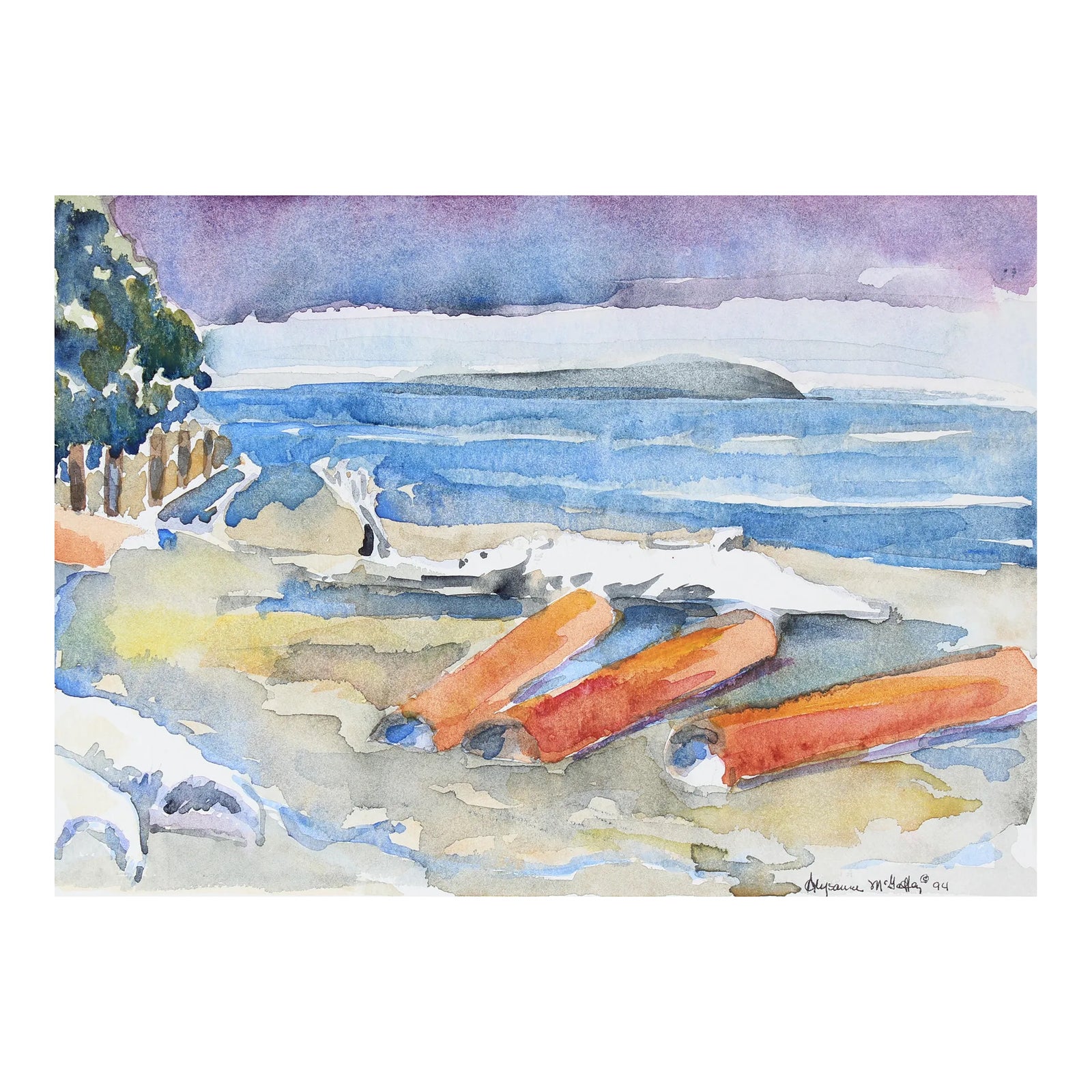 Logs at Spee-Bi-Dah 1994 Watercolor | Chairish