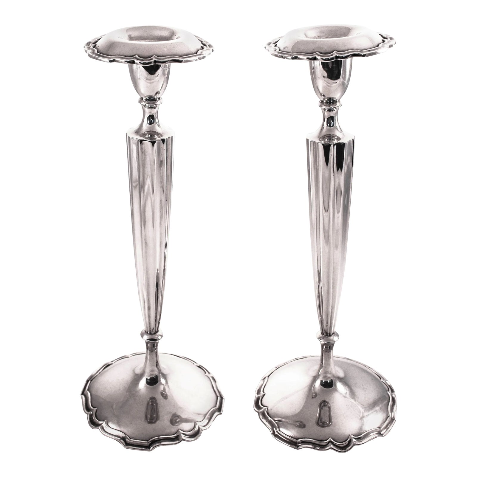 Sterling Tall Candlesticks - A Pair | Chairish