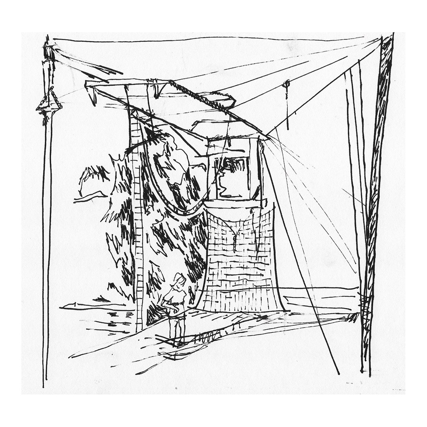 Ron Yrabedra Landscape Ink Drawing | Chairish