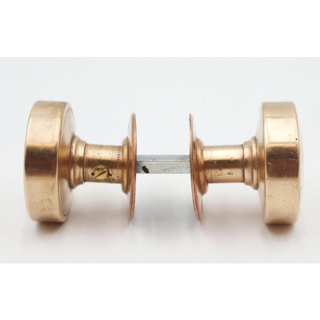 Modern R&e Brushed Brass Round Flat Door Knob Set | Chairish