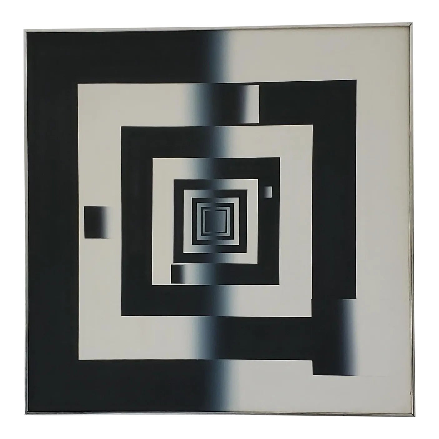 1970s Llisted Artist Mario Grimaldi Geometrict Abstract Oil on Canvas ...