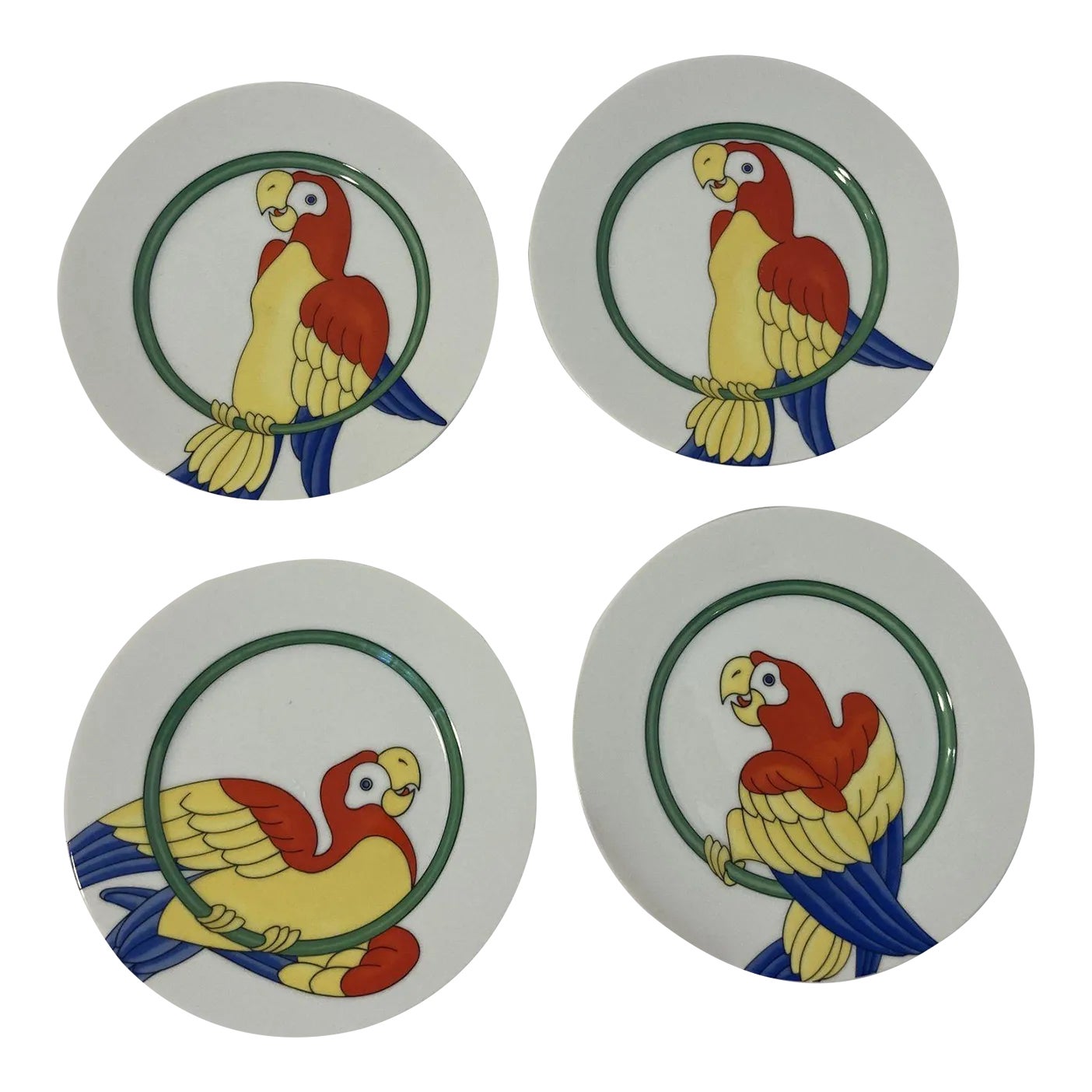 Vintage Parrots Decorative Plates by Fitz and Floyd Set of 4 | Chairish