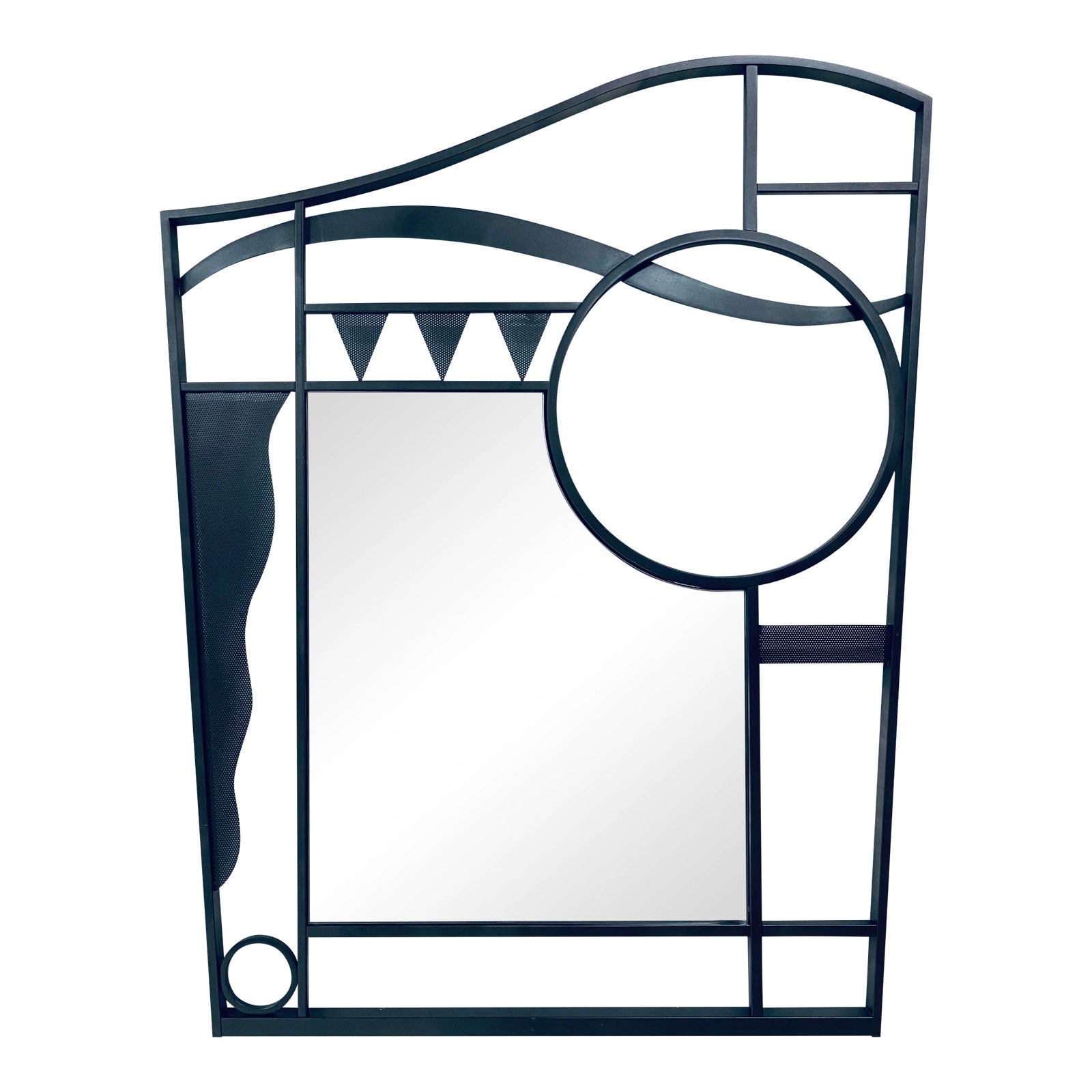 Postmodern Design Steel Frame Wall Mirror | Chairish