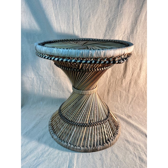 Mid 20th Century Emmanuelle Peacock Style Wicker Hourglass Sidetable ...