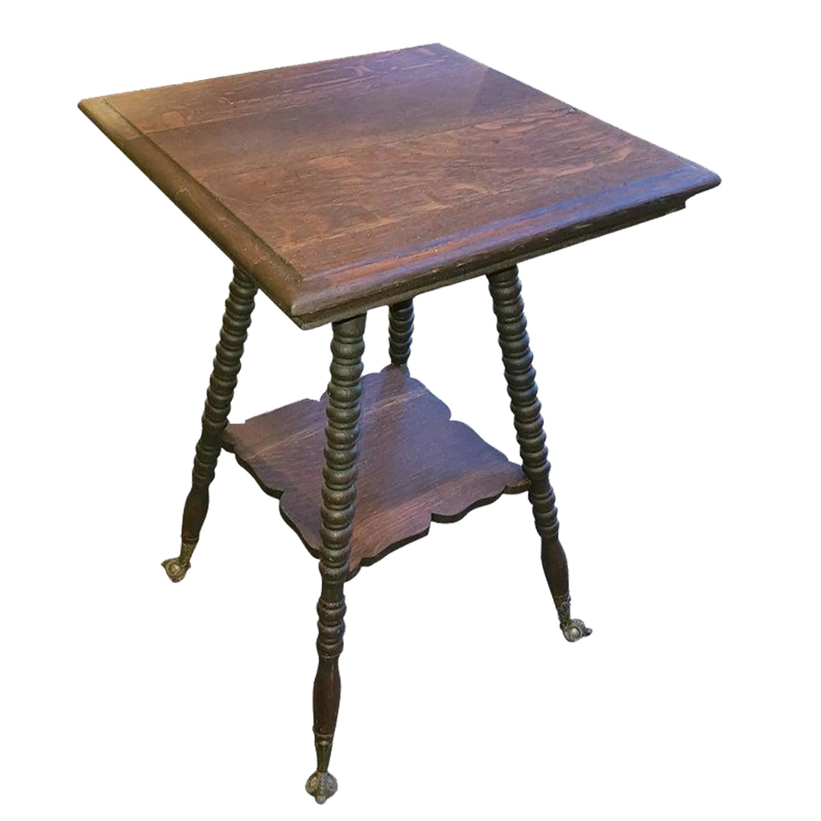 19th C American Tiger Oak Side Table With Claw and Rock Crystal Feet ...