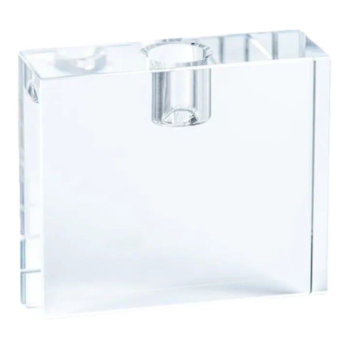 Romy Crystal Glass Taper Candle Holder, Rectangle | Chairish