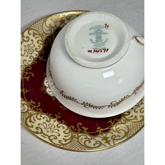 1940s Maroon and Gold With Floral Bouquet Victorian Tea Cup Set- 2 ...
