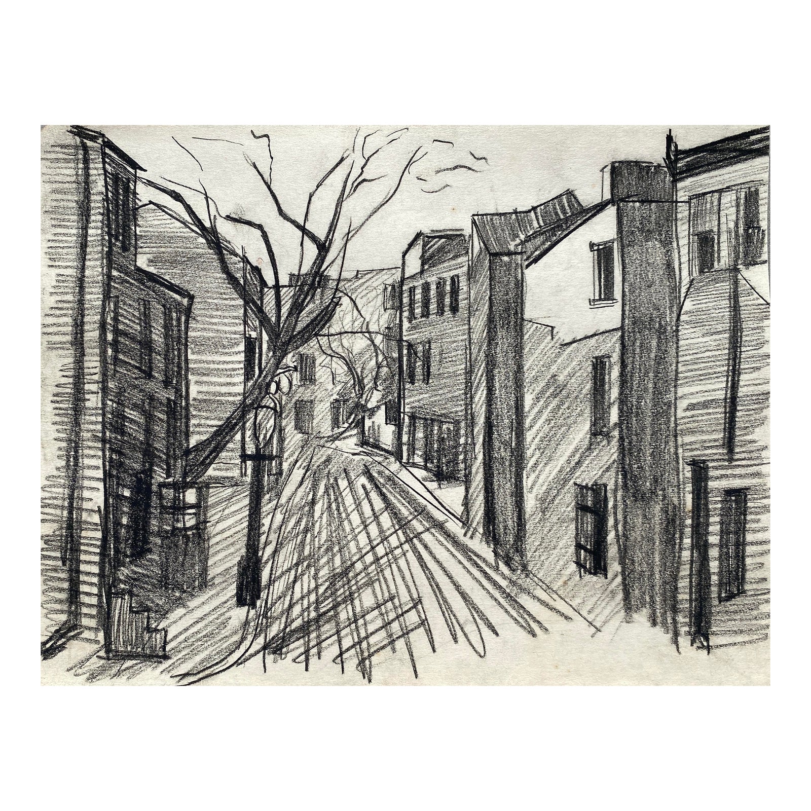 1940s Frank Wallace Philadelphia Old City Drawing | Chairish