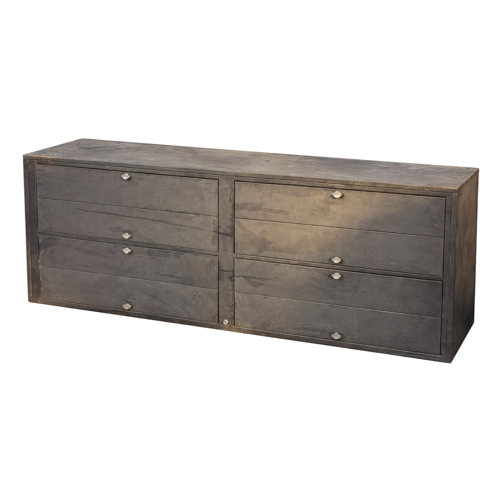 Mid 20th Century Industrial Steel Storage Cabinet With Drop-Front Doors ...