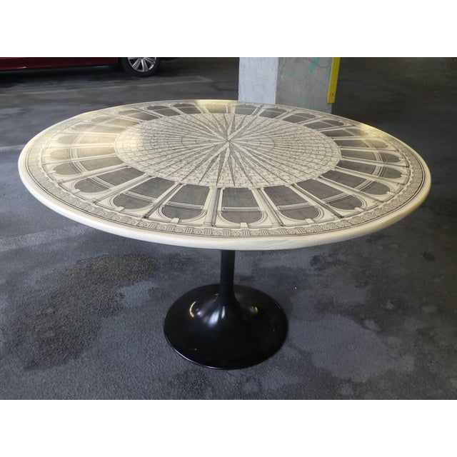 Neoclassical Fornasetti Black and White Coliseum Dining Table | Chairish