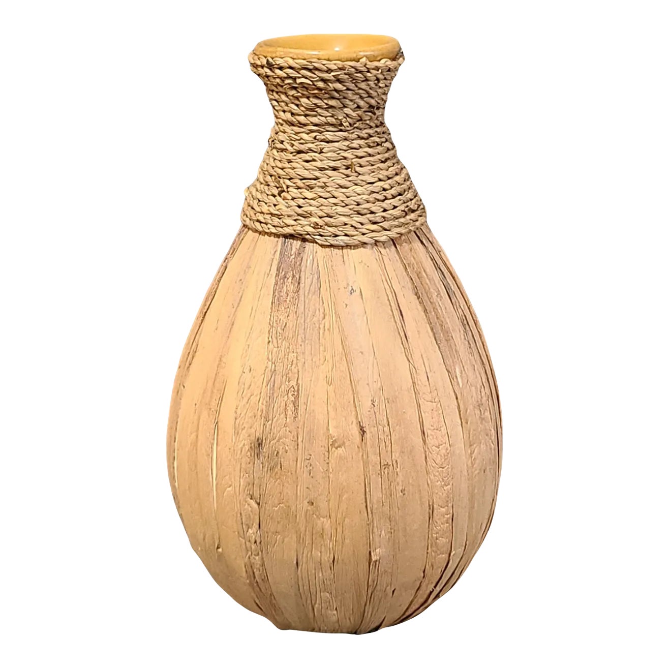 Vintage Inspired by Nature Glazed Pottery Decanter Sea-Grass and Bamboo ...