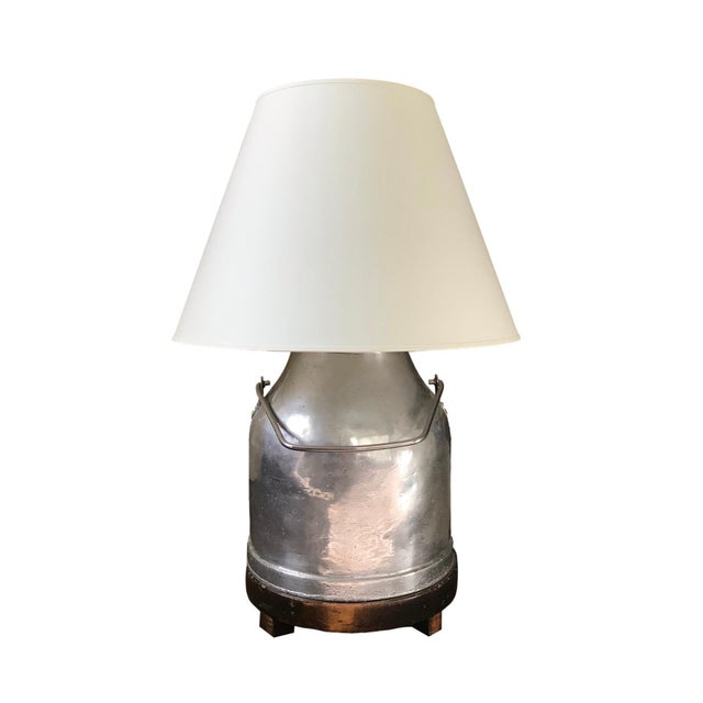 Polished Aluminum Lamp on Walnut Base | Chairish