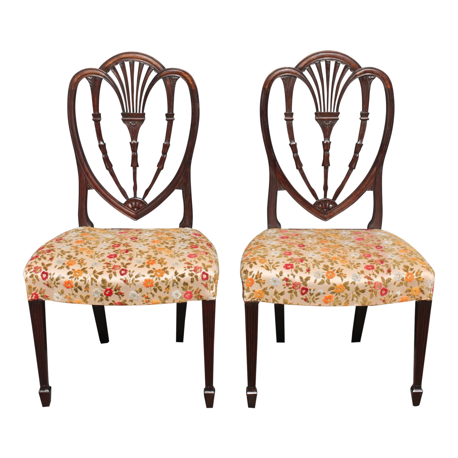 Traditional Style Sheraton Carved Mahogany Side Chairs - a Pair | Chairish