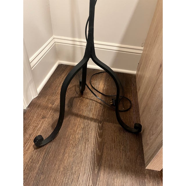 Vintage Iron Floor Lamp With Pierced Paper Shade | Chairish
