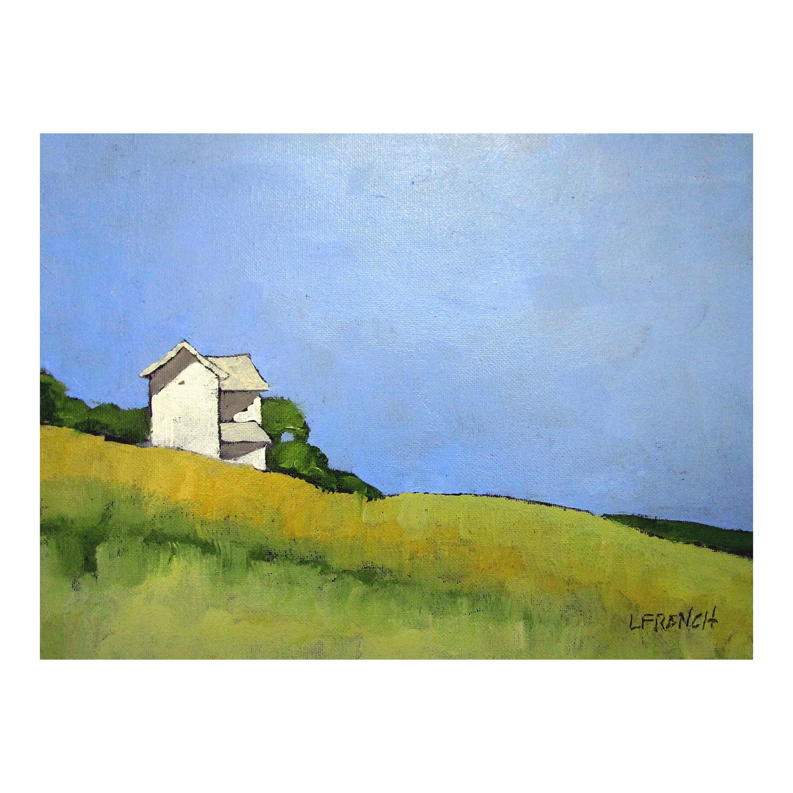 Sonoma Hill White Farmhouse Art Lynne French 9x12 California Landscape ...