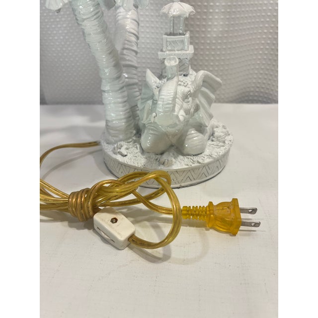 Vintage Palm Beach Regency Newly Painted Gloss White Elephant and Palm ...