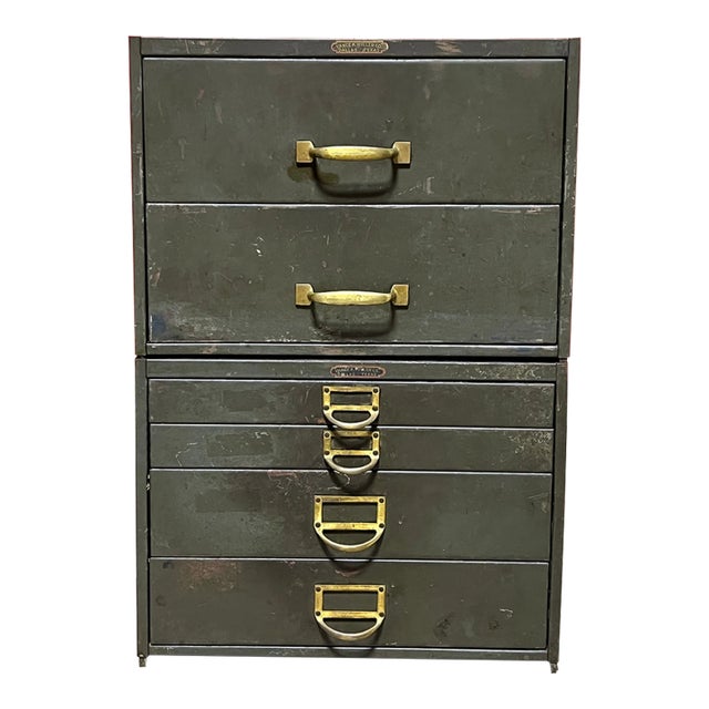 1940s Industrial Stackable Metal File Drawers / File Cabinet | Chairish