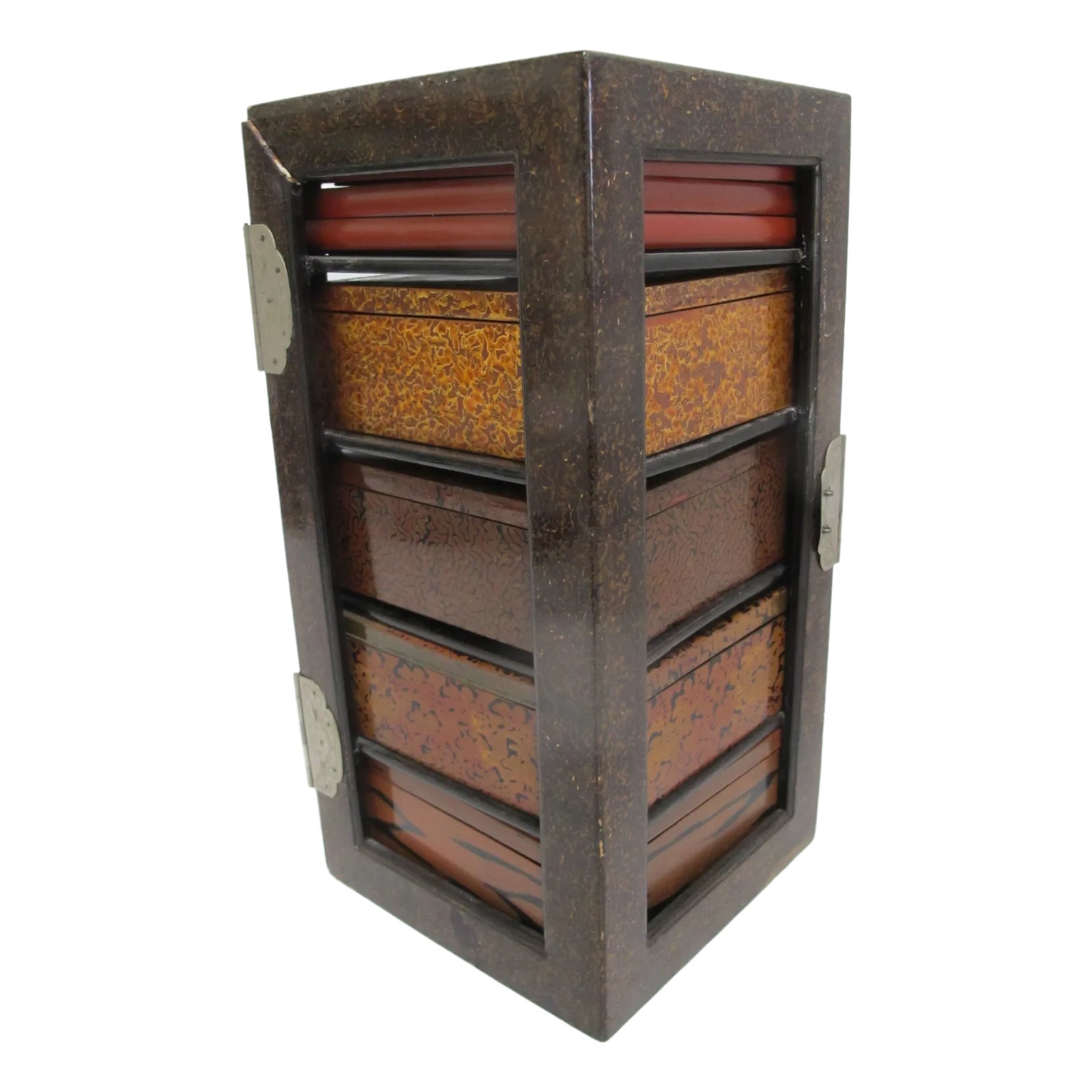 Antique Japanese Jubako Lacquer Picnic Bento Food Serving Folding Box ...