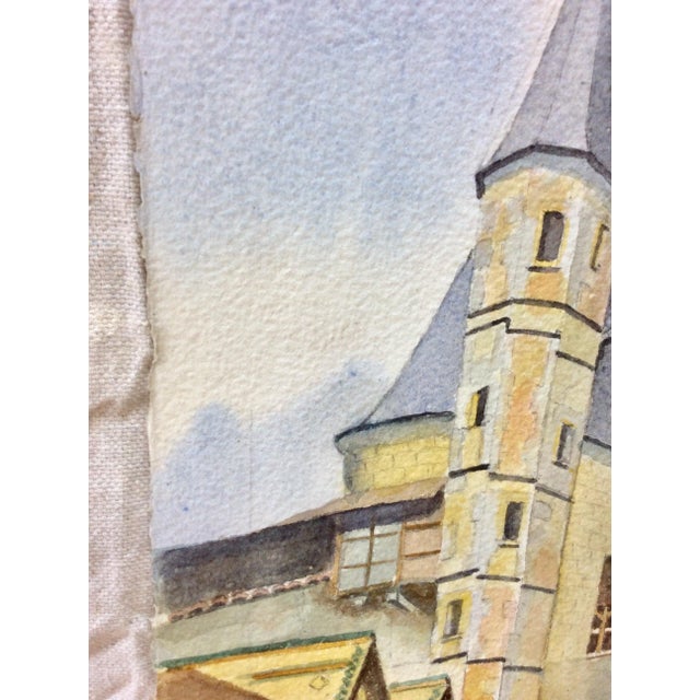 Mid 20th Century French Watercolor Painting of Chateau La Roche Pot ...