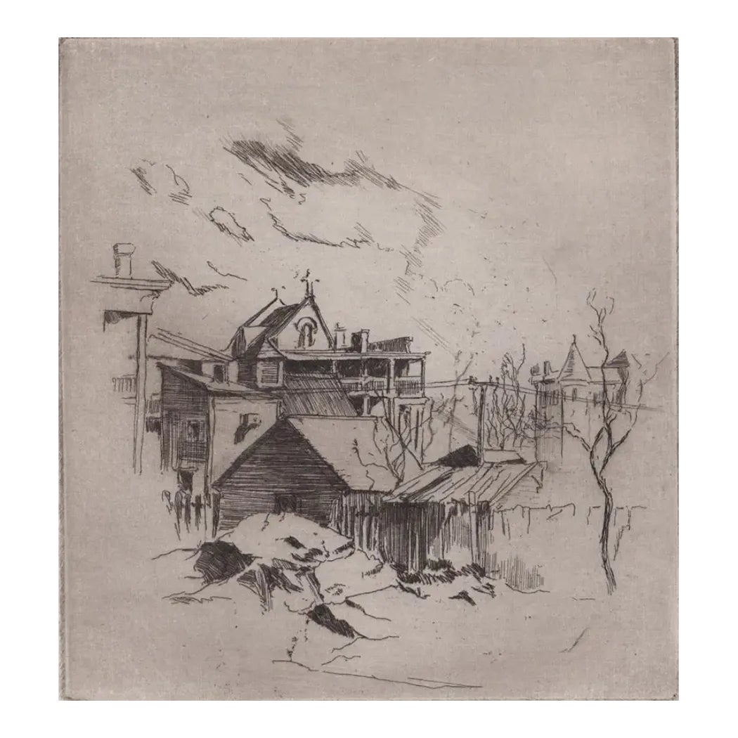 1912 Alexander Blum Backyard Views Boston Etching | Chairish