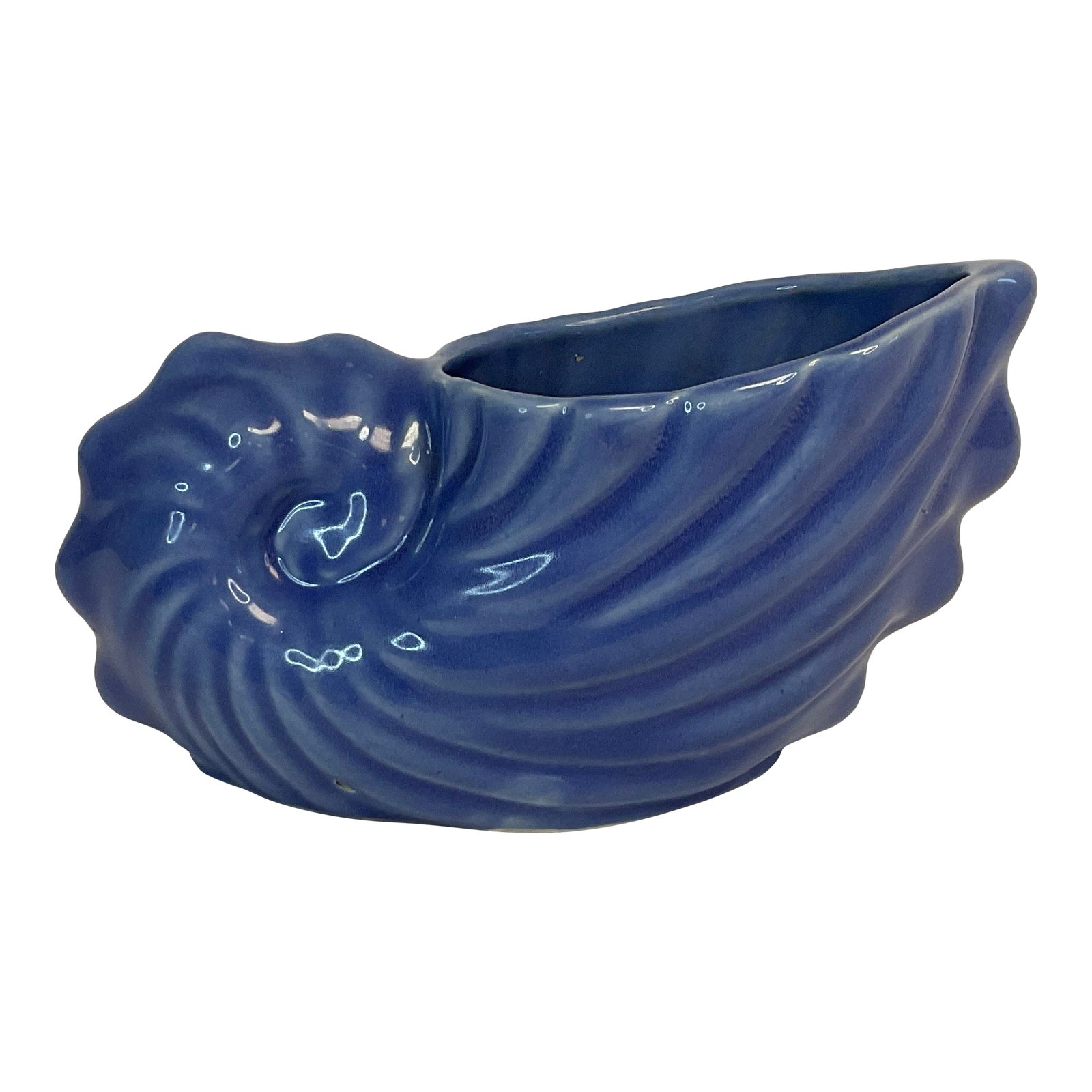 Vintage Coastal Chic Nautilus Seashell Planter. | Chairish