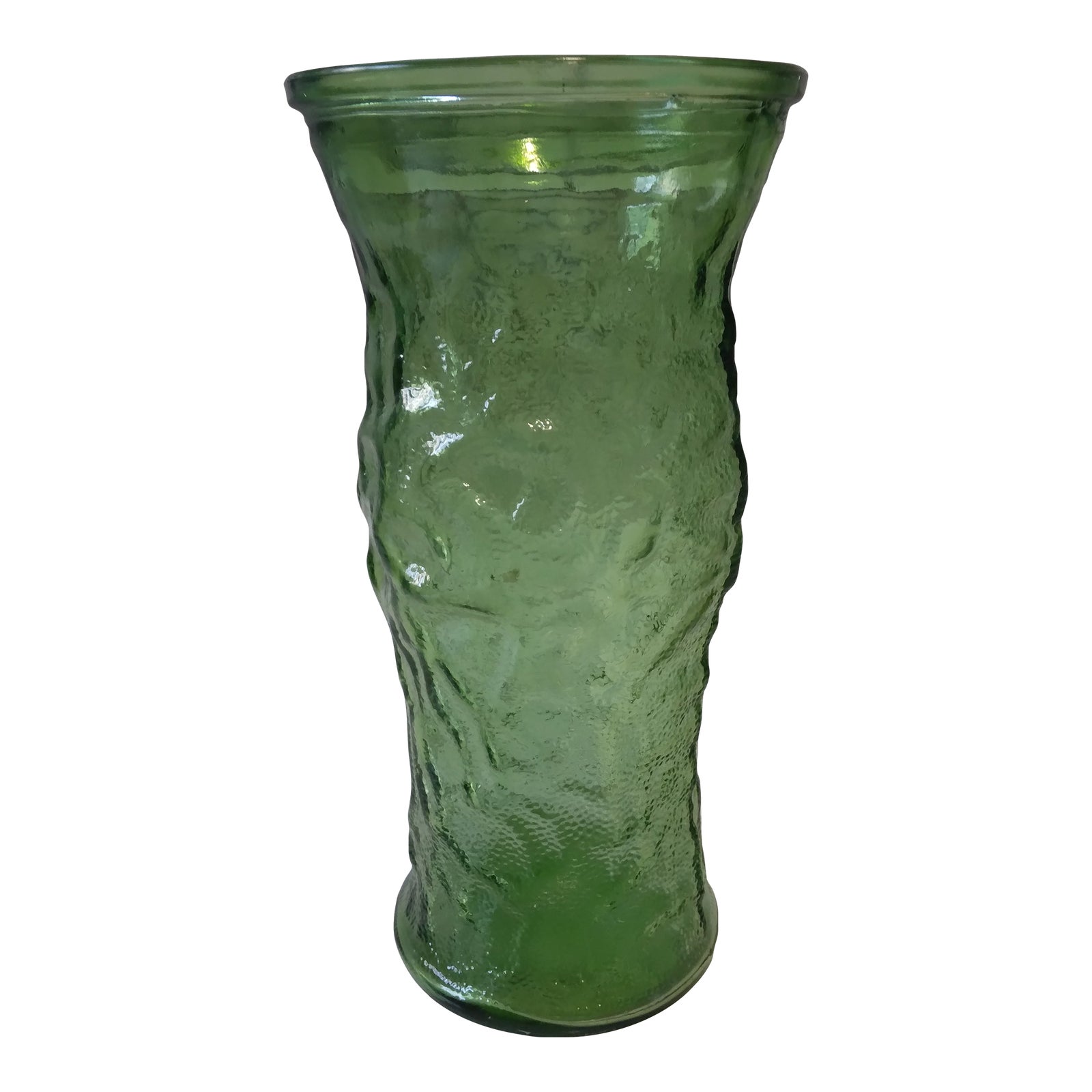 1970s Green Crinkle Glass Vase by Eo Brody Co. Cleveland, Oh | Chairish