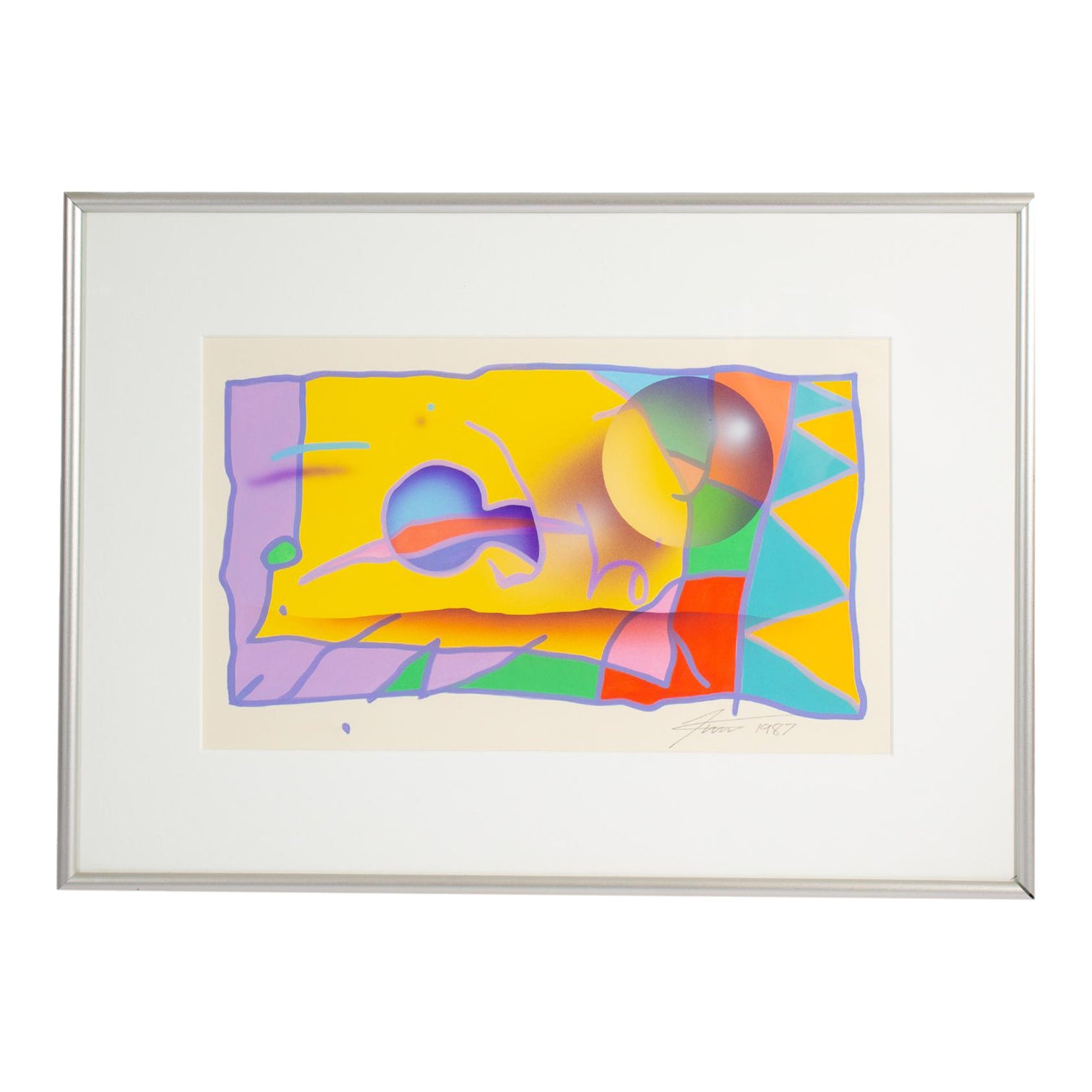 1987 Signed “Surface Chemistry” Acrylic on Paper Painting by James ...