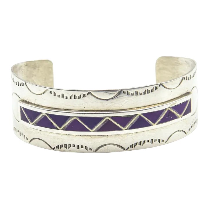 Late 20th Century Navajo Native American Inlay Sugilite Sterling Silver ...