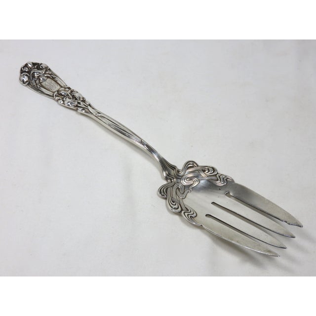 Fancy Antique American Art Nouveau Style Sterling Silver Serving Fork ...