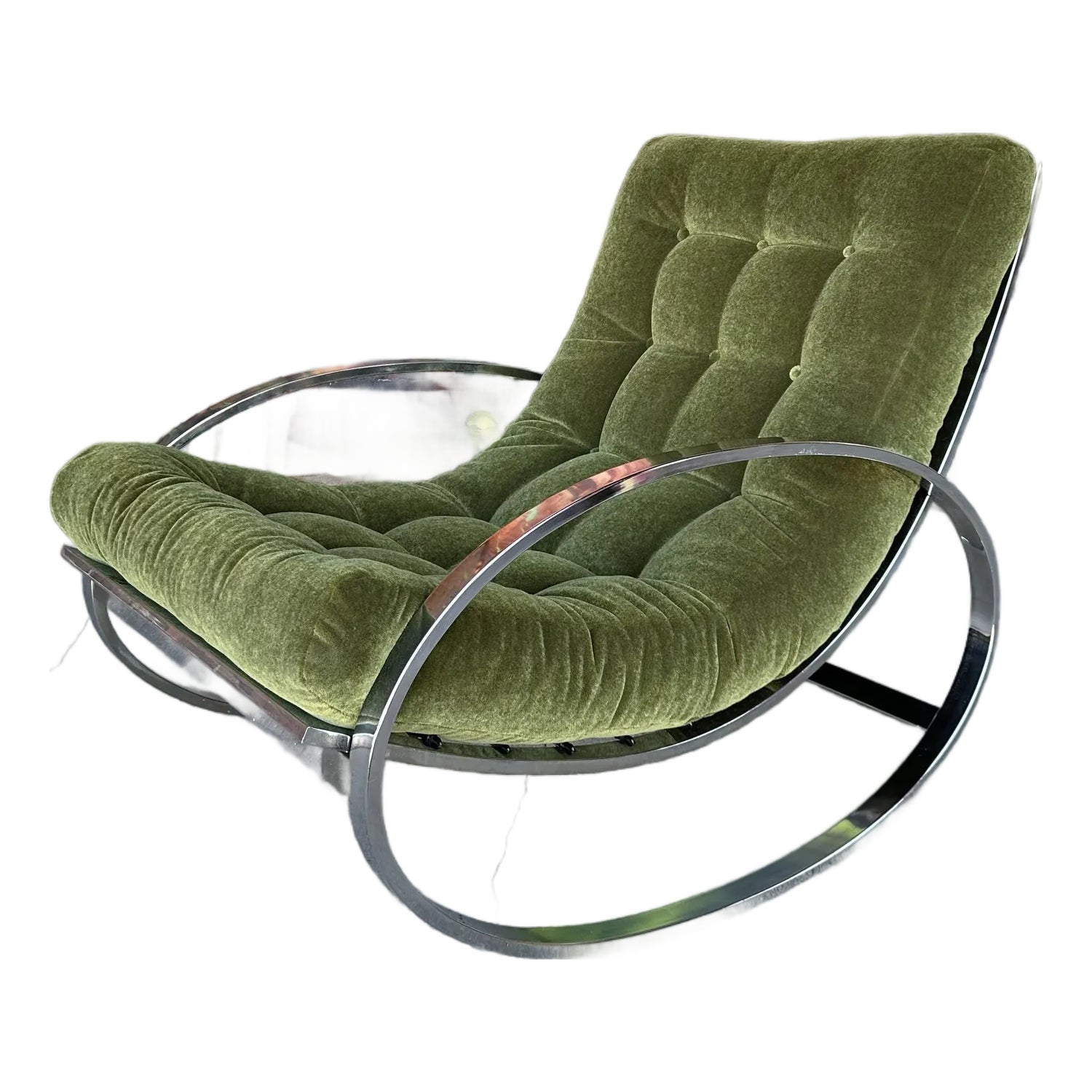 Renato Zevi for Selig Chrome and Mohair Rocking Chair Mid-Century ...