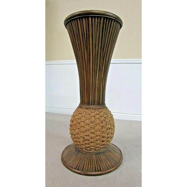 Early 21st Century Woven Jute & Wood Pedestal Plant Stand | Chairish