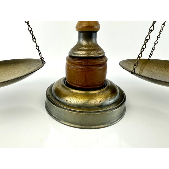 Antique Wood and Brass Tabletop Scales | Chairish