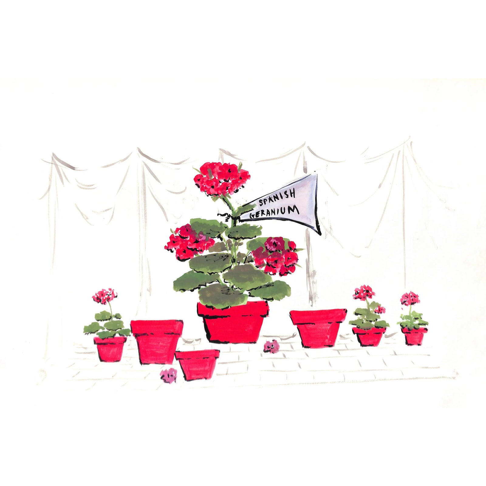 Lanvin Paris X Spanish Geranium C1950s Floral Artwork | Chairish