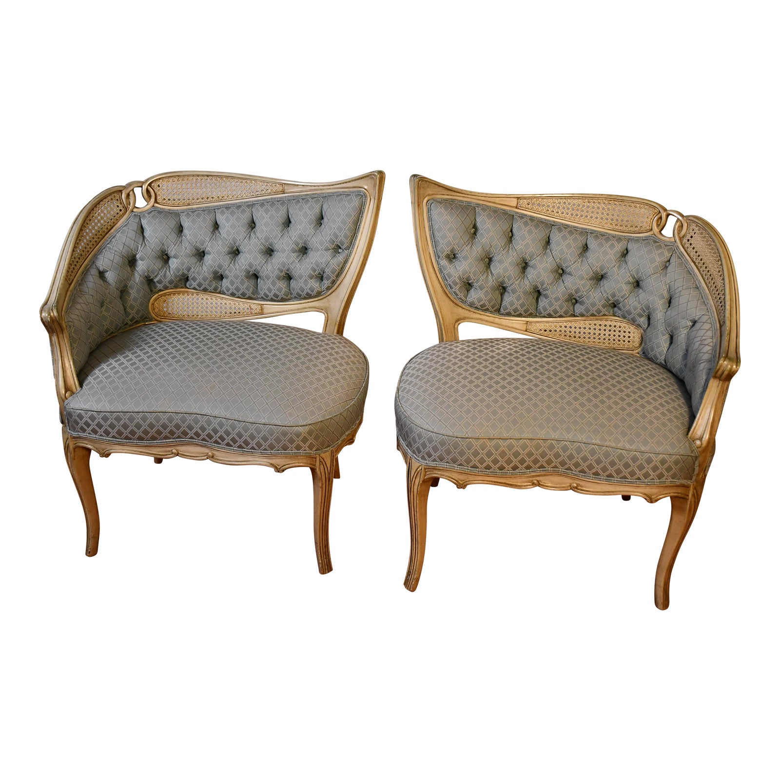 1940 Vintage Pair of French Rococo Louis XV Hand Painted Fireside ...