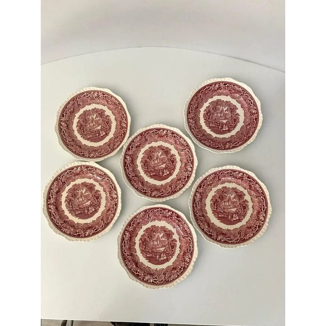 1950s Mason's Vista Pink Service For 6 Dinner and Salad Plates - 12 ...