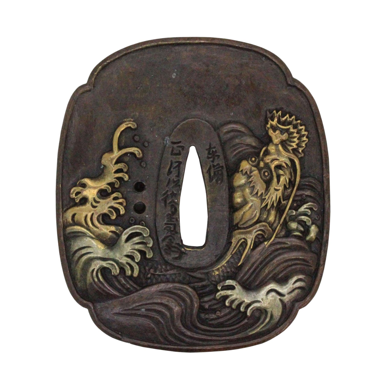 Bronze Quality Handcrafted Japanese Rectangular Tsuba With Dragon ...
