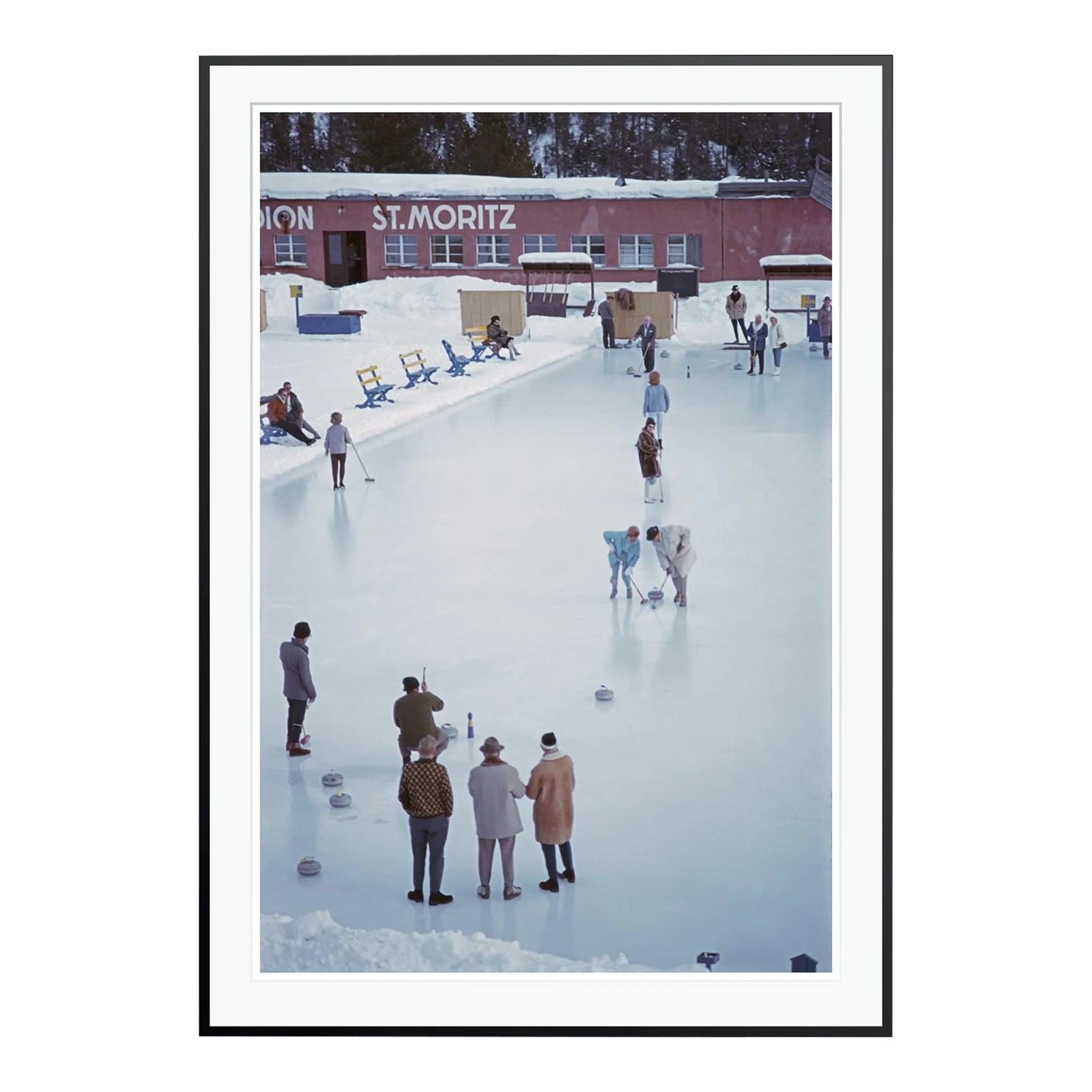 Curling at St. Moritz 1963 by Slim Aarons Framed C-Print | Chairish