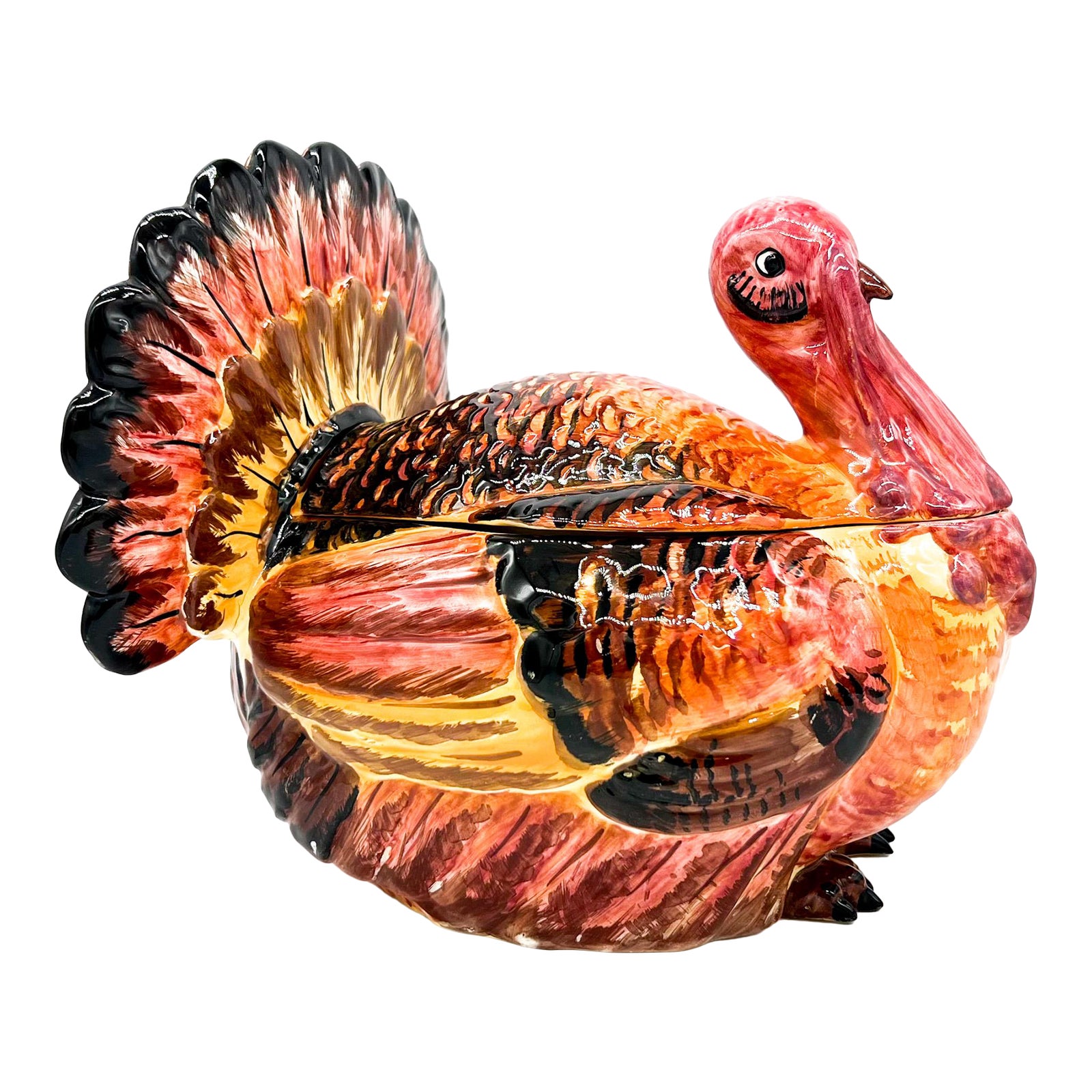 Vintage Italian Majolica Turkey Soup Tureen – Hand-Painted Ceramic ...